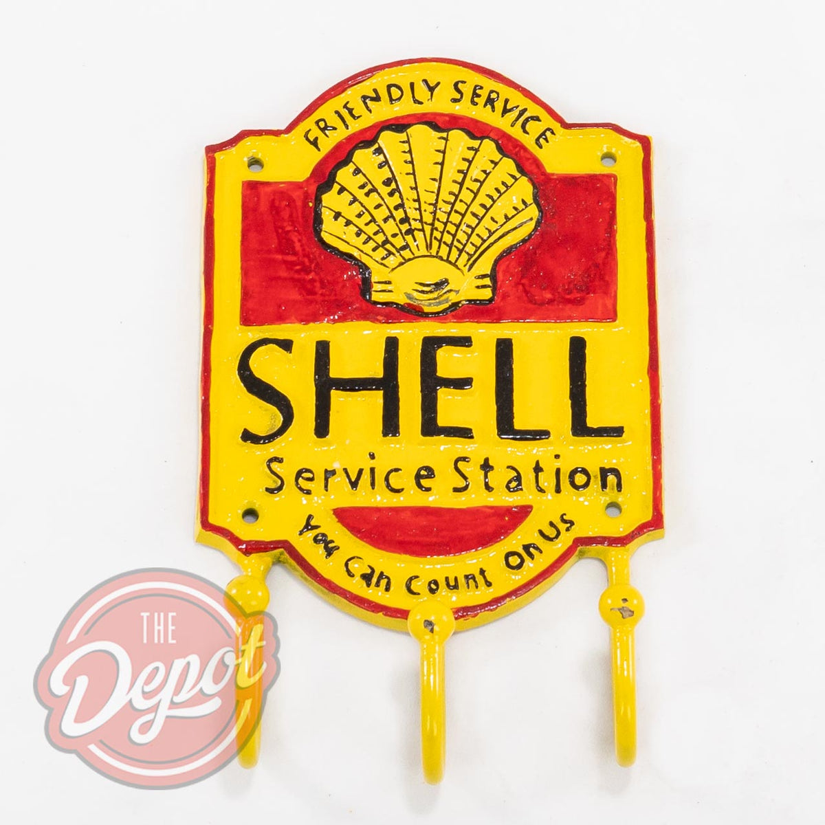 Cast Iron Sign - Shell Service with Hooks – The Depot