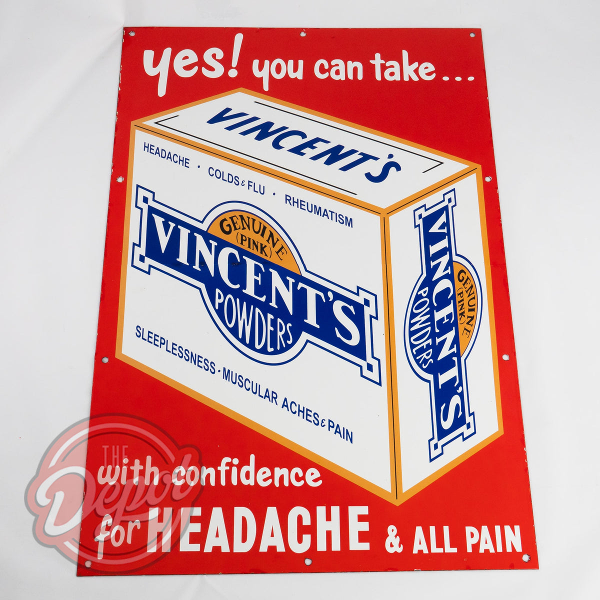 Retro Enamel Sign - Vincent's Powder – The Depot